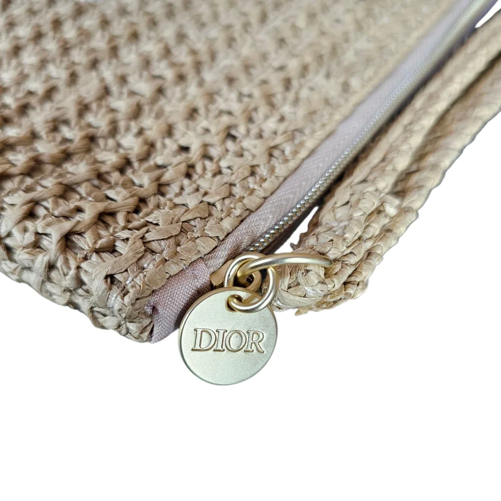 Dior GWP | Bags | Dior Beauty Raffia Wristlet Cosmetic Makeup Pouch ...